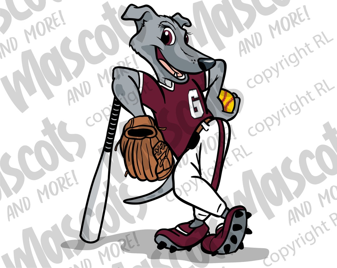 Greyhound Whippet Softball Mascot in Vector, Jpeg, Png, Pdf, Eps, Svg ...
