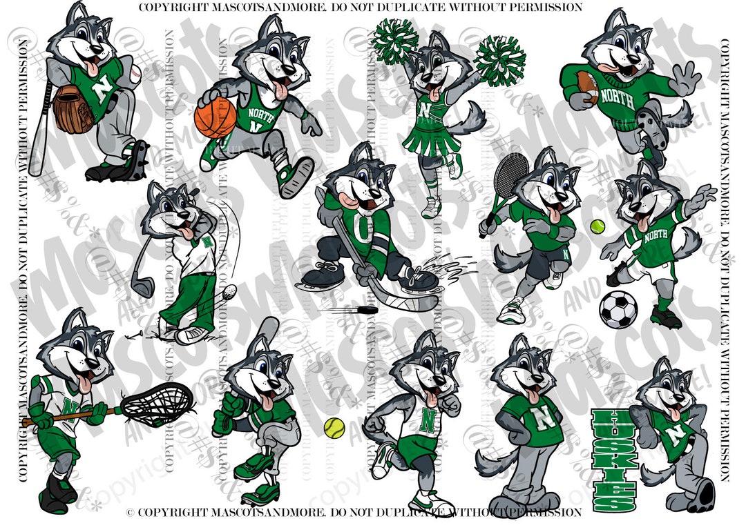 Husky Mascots in Vector, Jpeg, Png, Pdf, Eps, Svg - Etsy