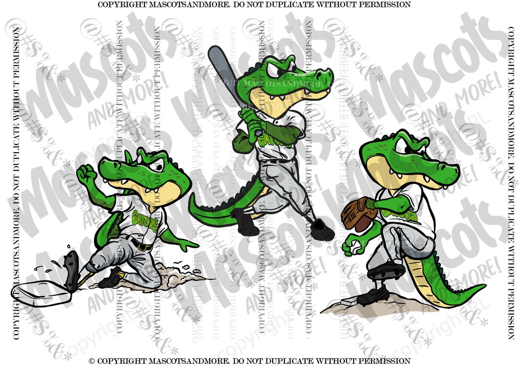 Gator Baseball Mascots in Vector, Jpeg, Png, Pdf, Eps, Svg - Etsy