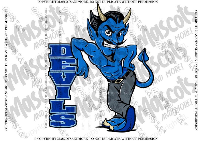 Blue Devil Mascot in Vector, Png, Svg - Etsy