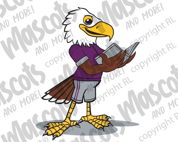 Eagle Mascot Reading in Svg Eps Ai Png Jpeg | Etsy