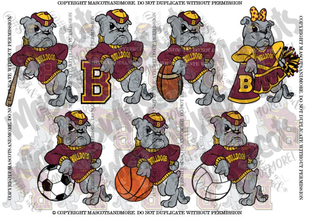 Retro Sports Bulldog Mascots in Vector, Eps, Svg, Pdf, Png - Etsy