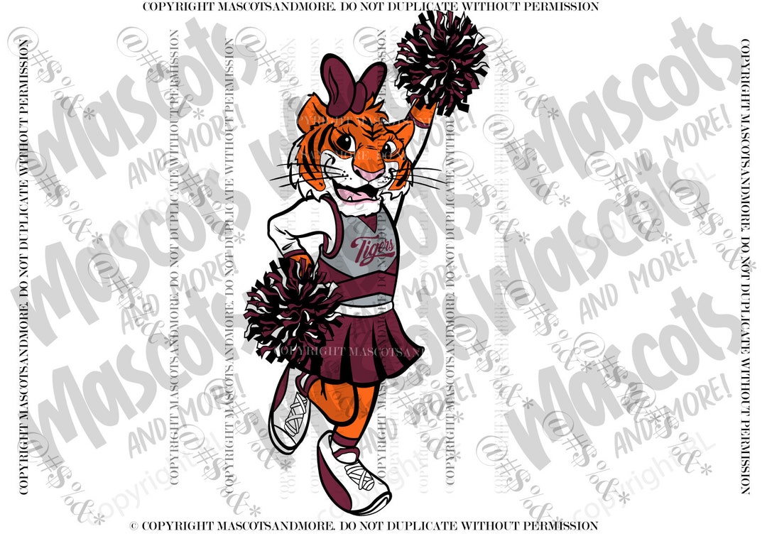 Tiger Cheer Mascot in Vector, Eps, Svg, Png, Pdf, Jpg - Etsy