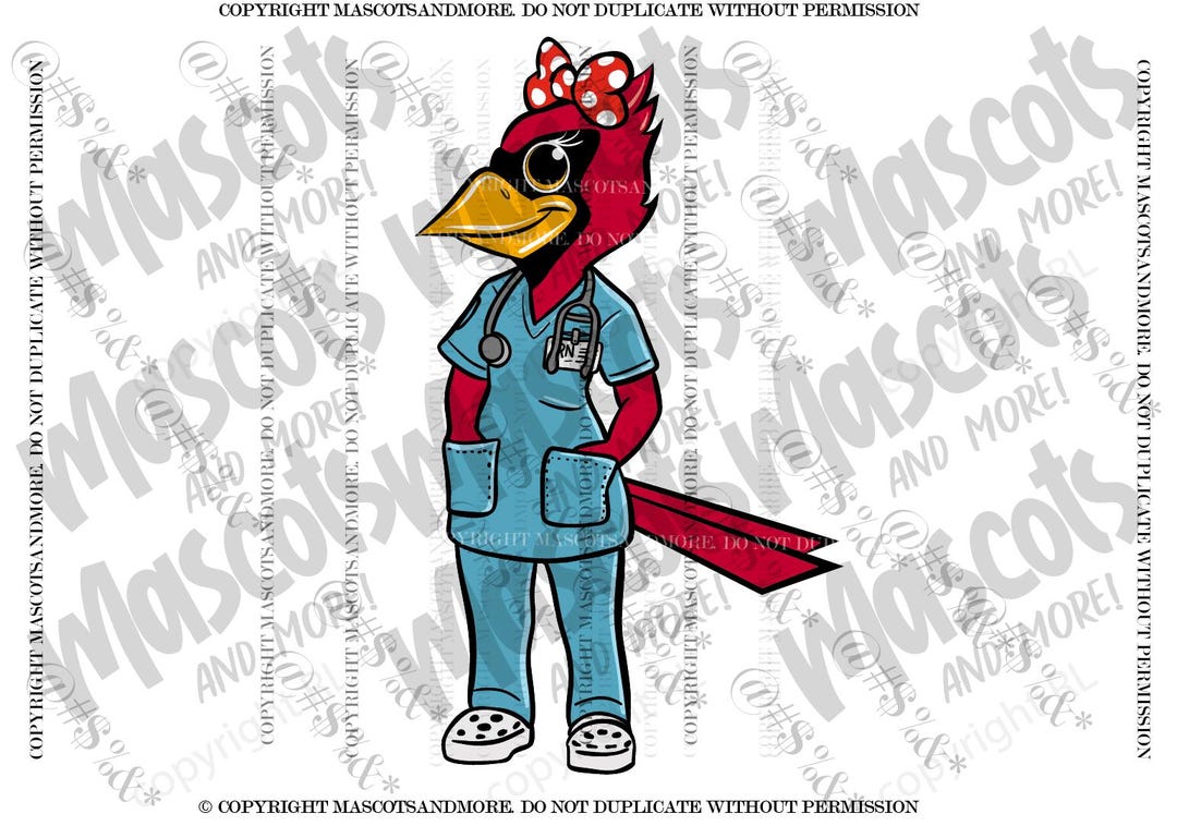 Cardinal Nurse Mascot in Vector, Svg, Eps, Pdf, Png - Etsy