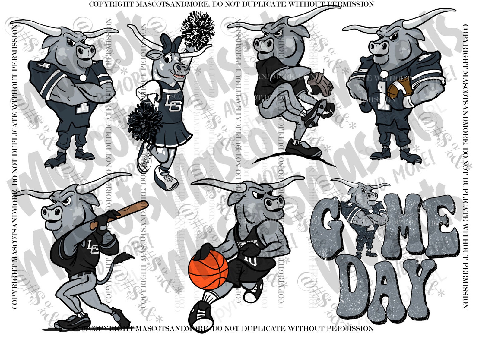 Longhorn Sports Pack Mascots in Vector, Png, Pdf, Eps, Svg - Etsy