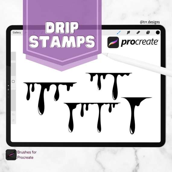 Set of Drip Stamps for Procreate Procreate Brushes Set of - Etsy