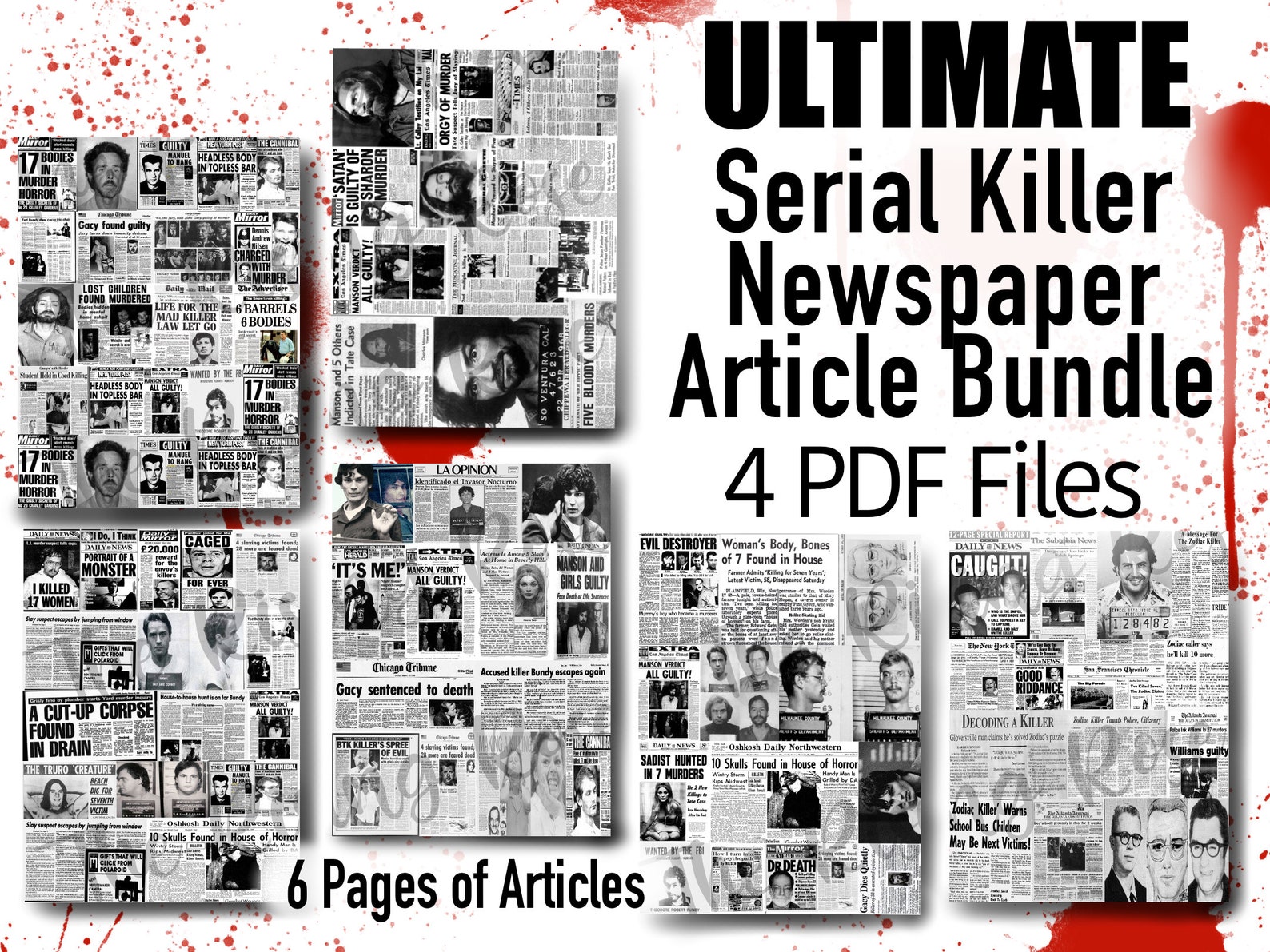 True Crime Serial Killer Newspaper Clipping Files - Etsy
