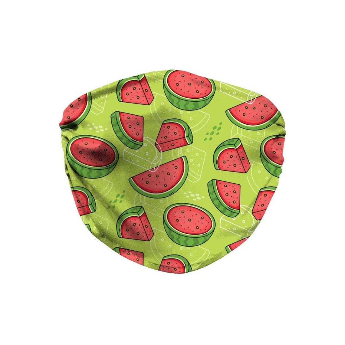 Cute Watermelon Face Mask Melon Pattern Tropical Foodie | Etsy