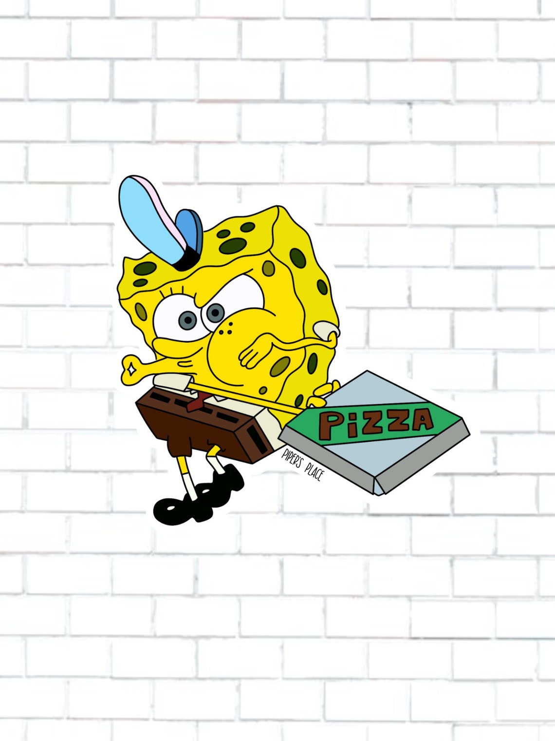 Spongebob pizza sticker waterproof stickers vinyl stickers | Etsy