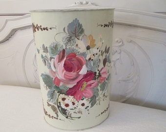 Vintage Shabby Pale Pink Hand Painted Tole Set Peonies - Etsy