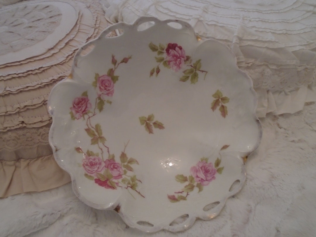 Vintage Pink Roses Large Serving/display Bowl - Etsy