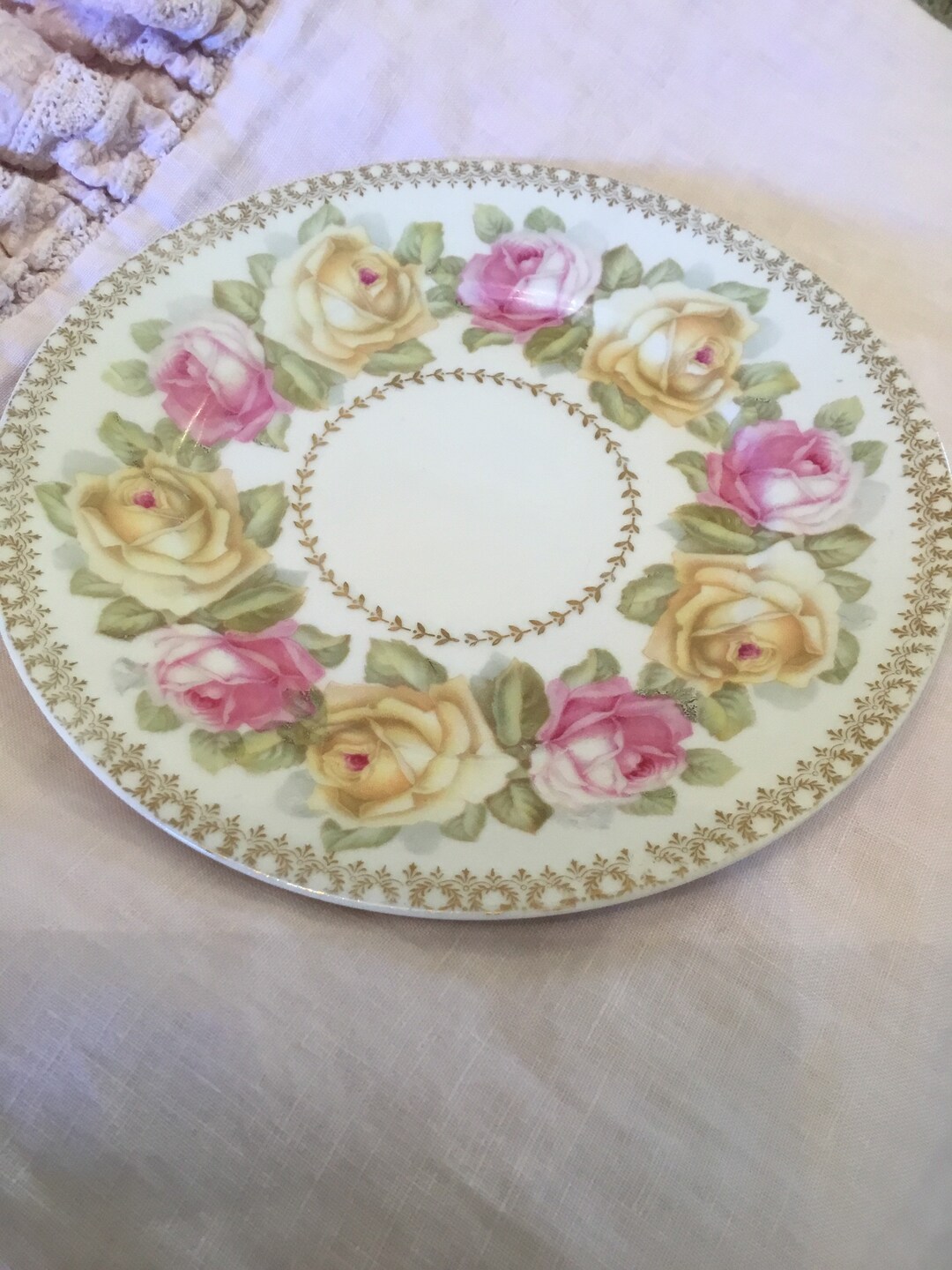 Vintage Shabby Roses Display Plate - Etsy