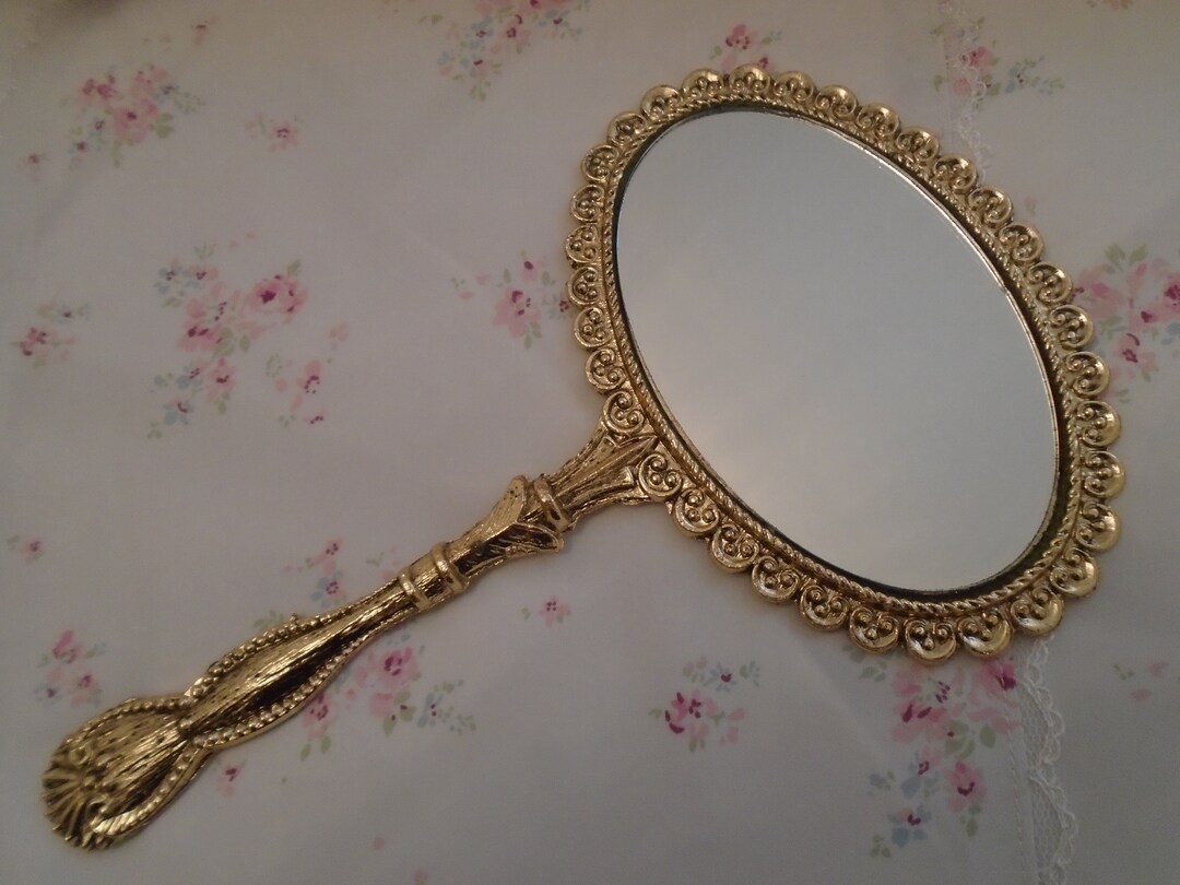 Vintage Ornate French Gilt Hand/vanity Mirror - Etsy