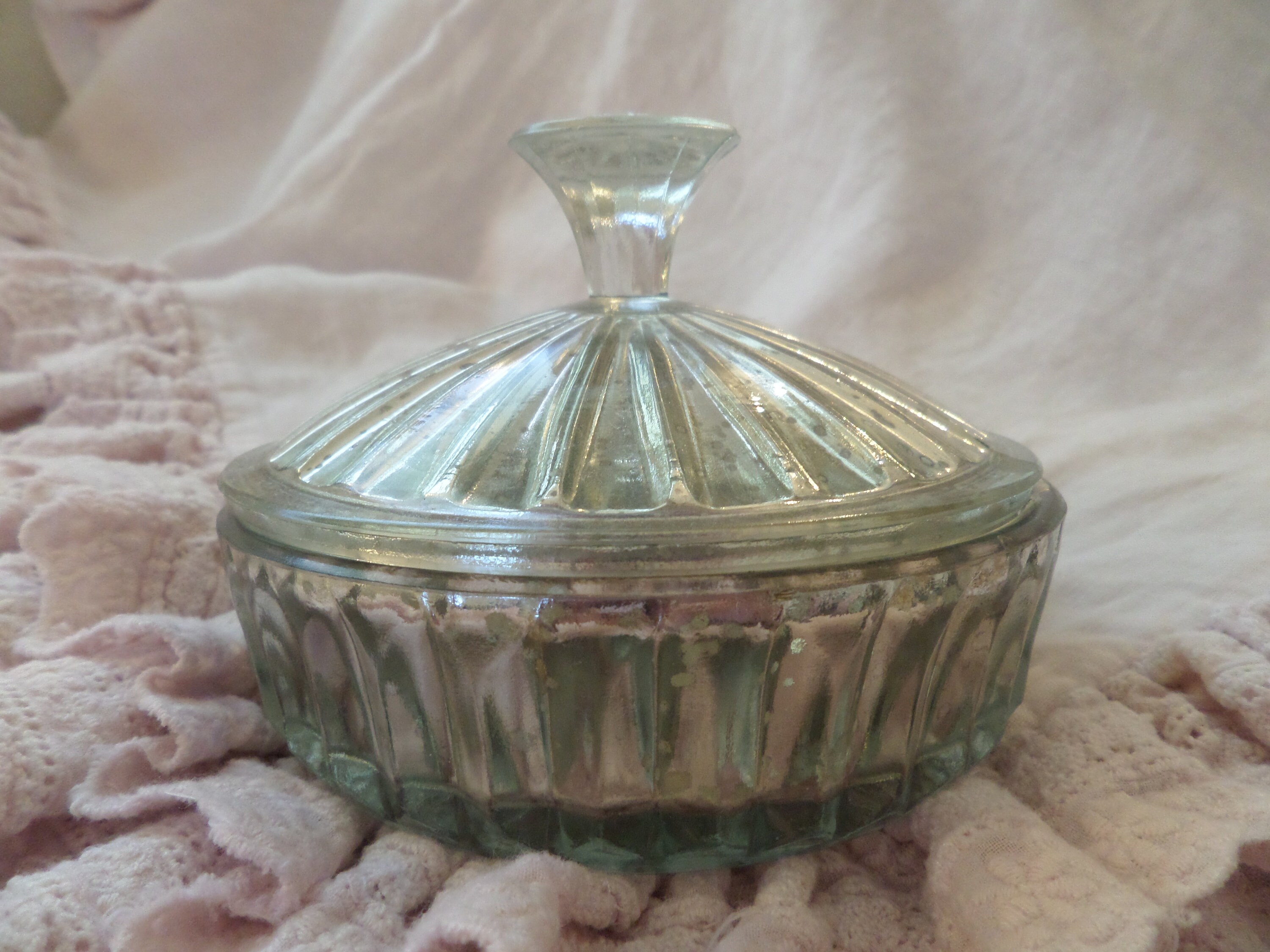 Vintage Mercury Glass Lidded Display Dish - Etsy