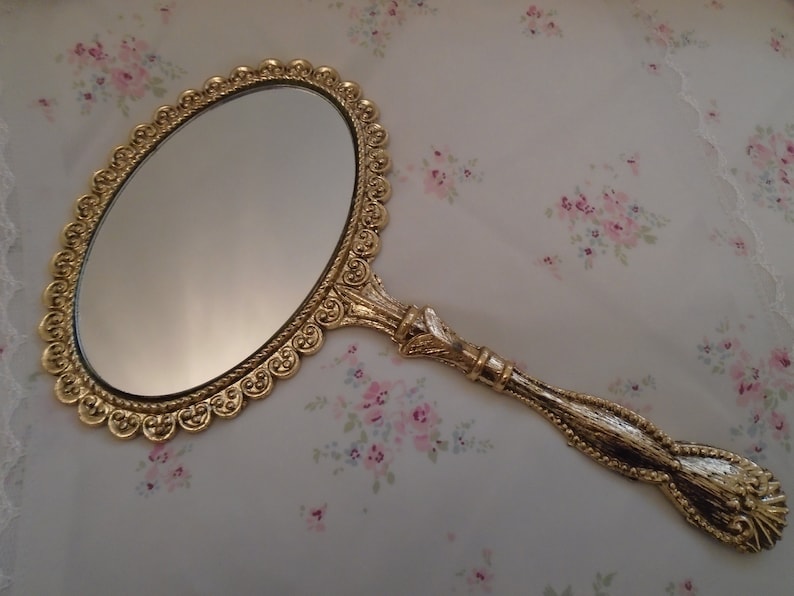 Vintage Ornate French Gilt Hand/vanity Mirror - Etsy