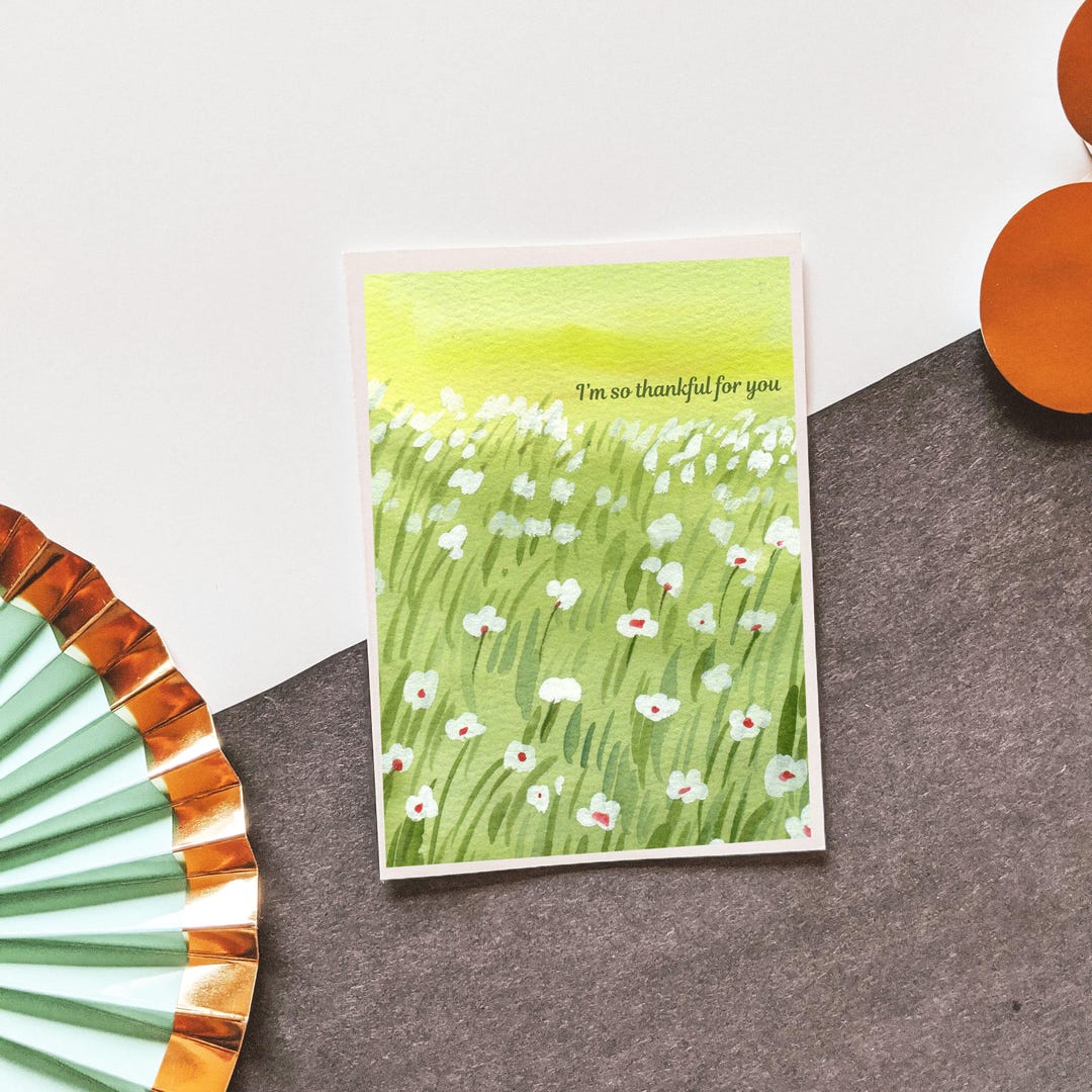 I'm so Thankful for You - Thank You Card - Watercolor Card ...