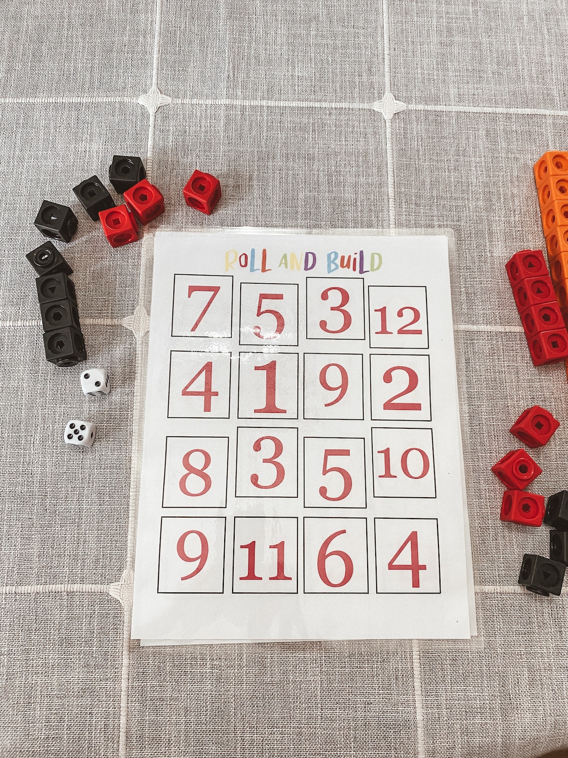 Roll and Build Math Worksheet - Etsy