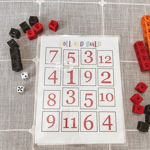 Roll and Build Math Worksheet - Etsy