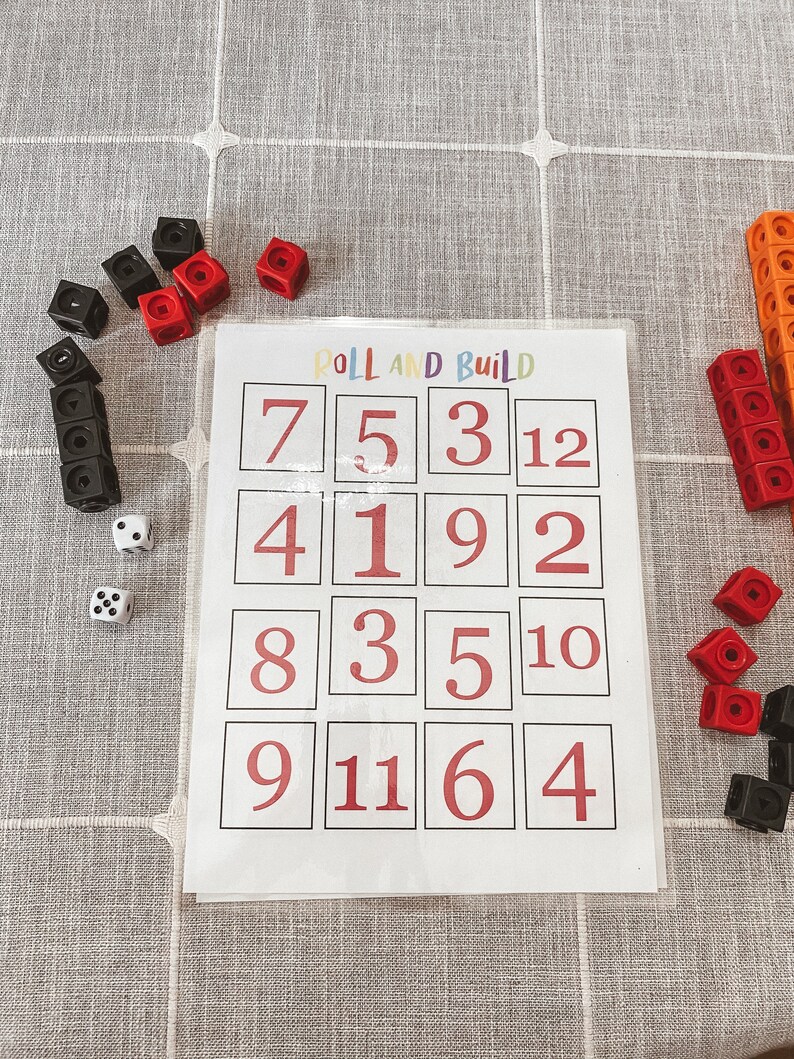 Roll and Build Math Worksheet - Etsy