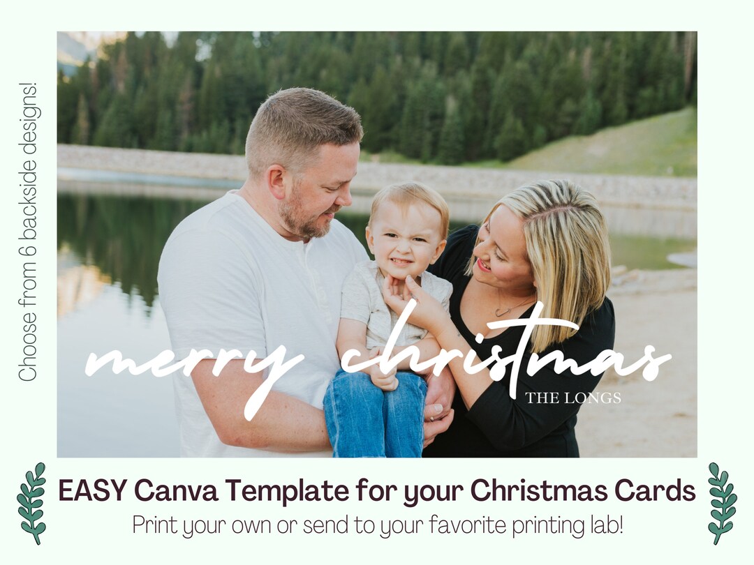 Christmas Card Editable Canva Template - Merry Christmas Card - Holiday ...