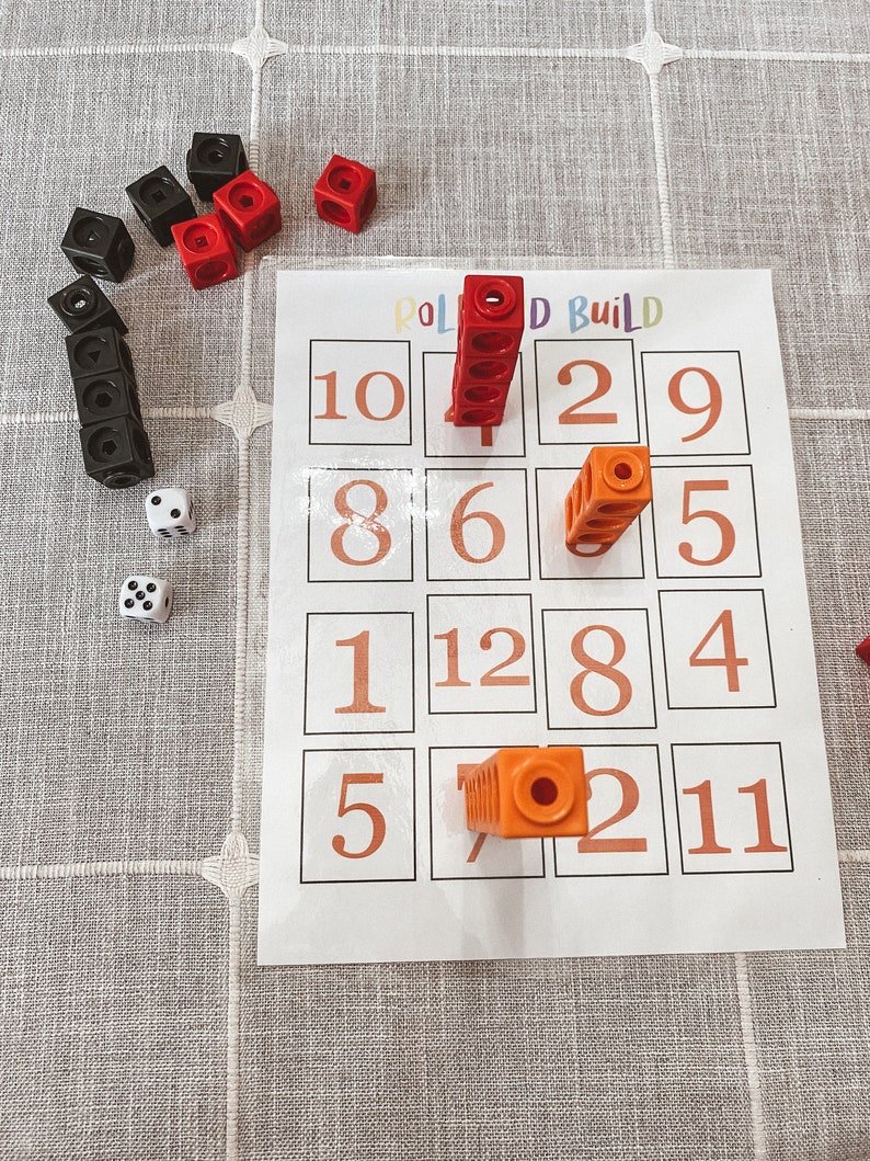 Roll and Build Math Worksheet - Etsy