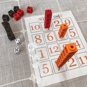 Roll and Build Math Worksheet - Etsy
