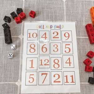 Roll and Build Math Worksheet - Etsy