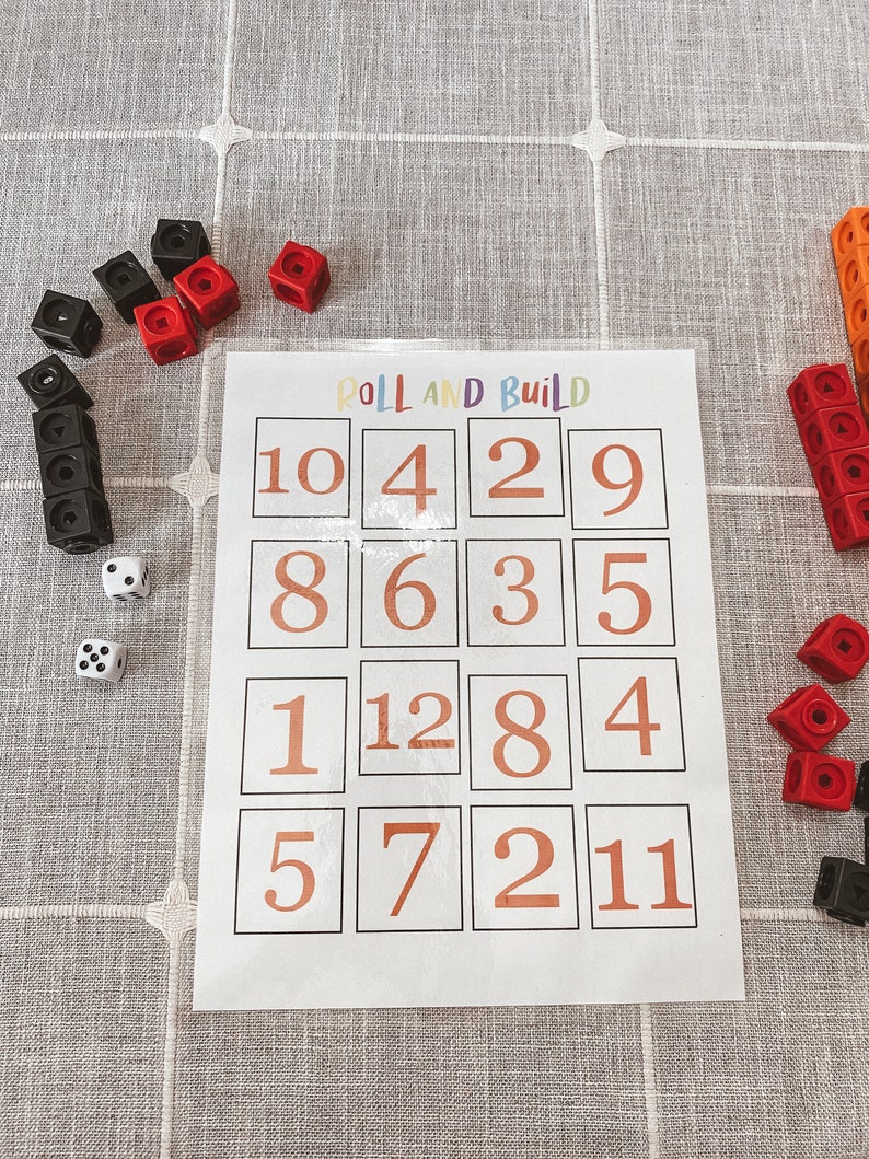 Roll and Build Math Worksheet - Etsy