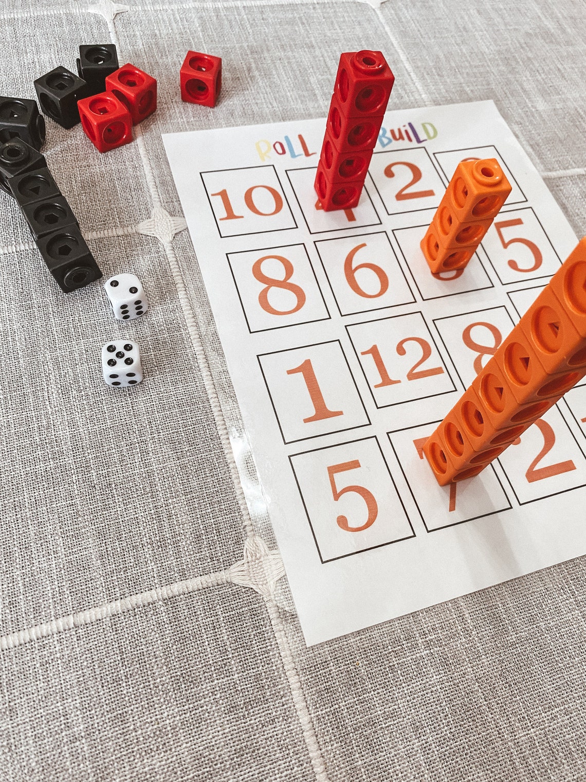 Roll and Build Math Worksheet - Etsy