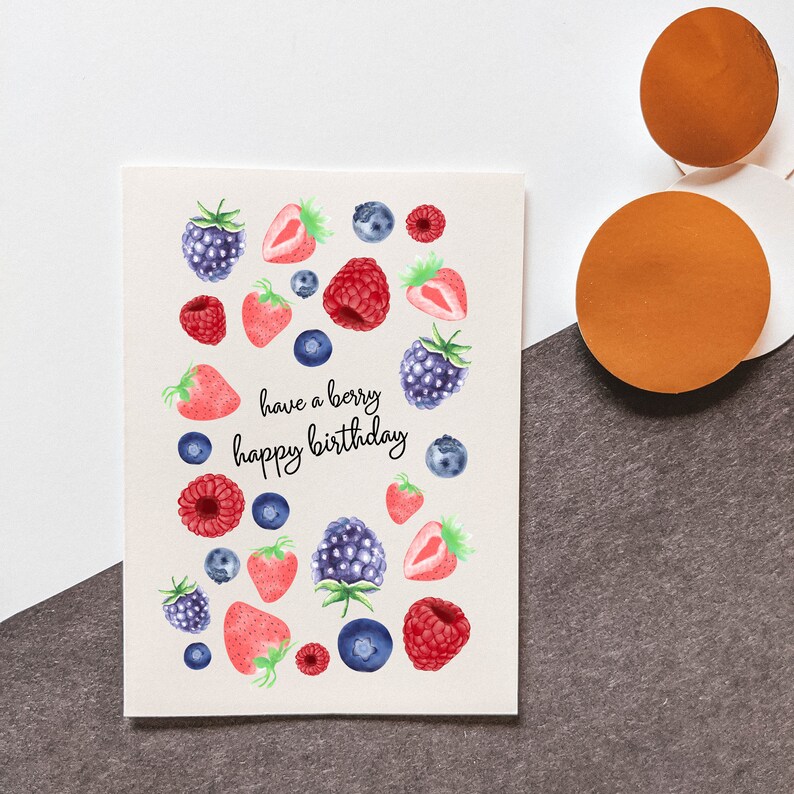 Have a Berry Happy Birthday - Birthday Card - Strawberry - Raspberry ...