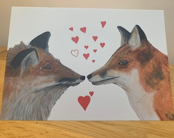 Fox Couple Art | Etsy