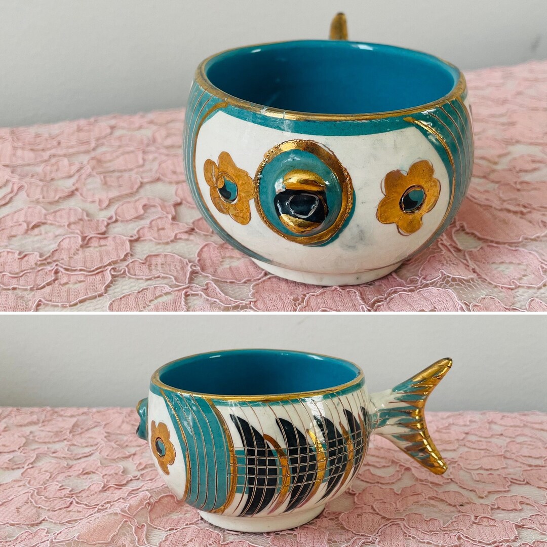 MCM Gold Fish Cup Gold Leaf Platter Rare Find BITOSSI Ramor - Etsy