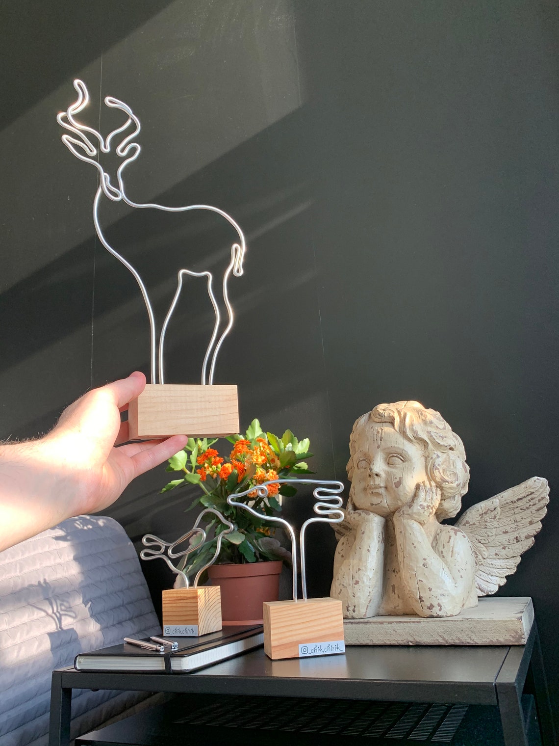 Antelope Figure Made of Aluminum Wire With Wooden Base - Etsy