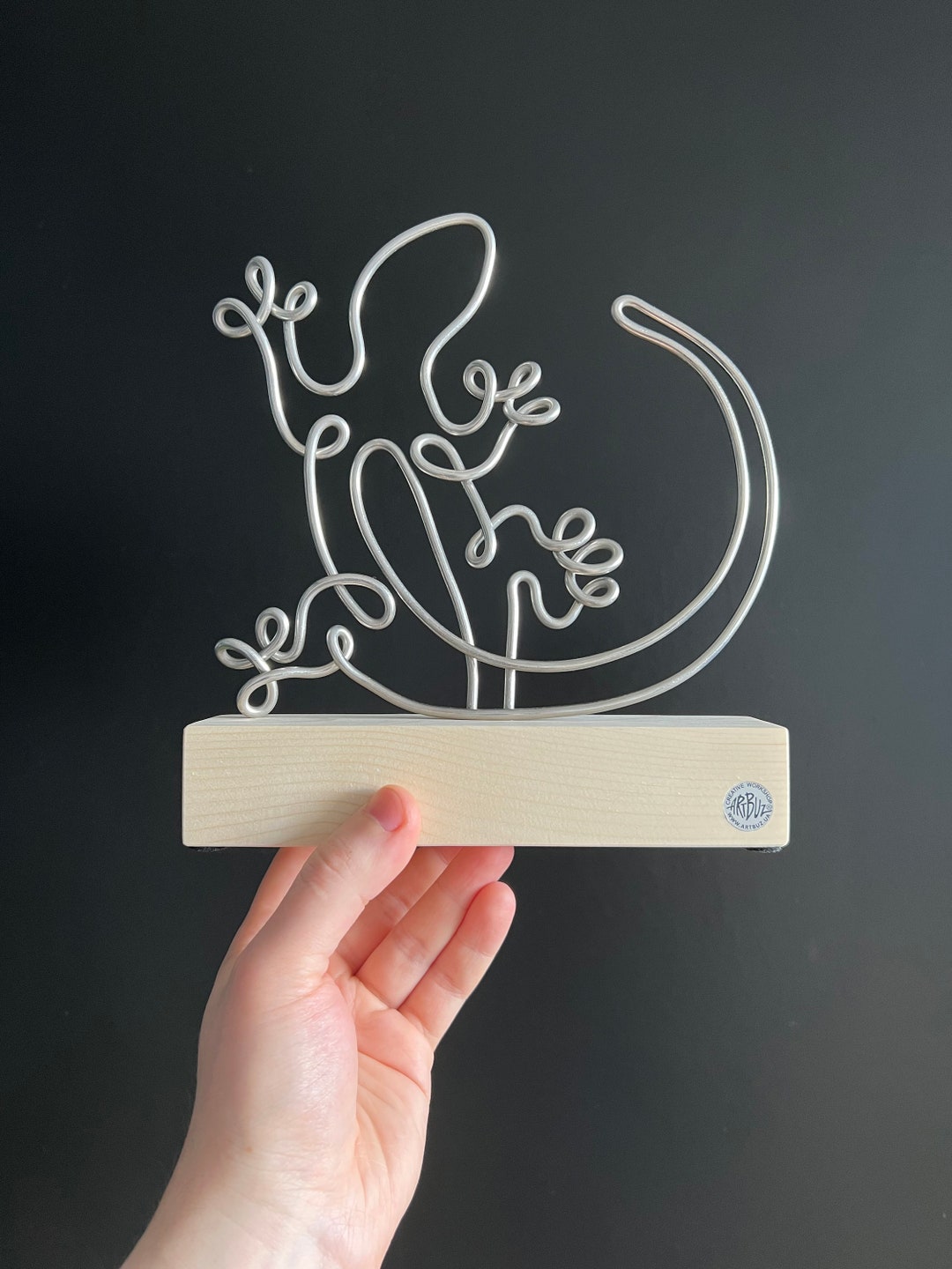 Gecko Figurine, Gekko Wire Sculpture, Salamander Made of Aluminum Wire ...