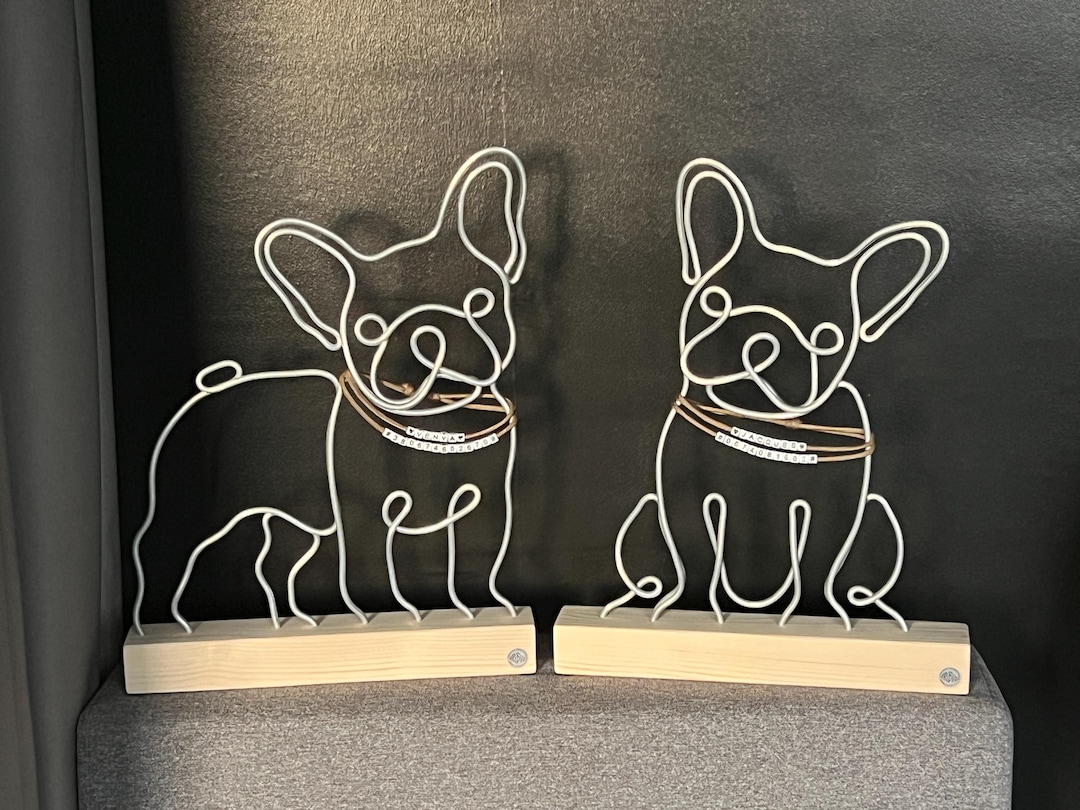 French Bulldog Gift, Frenchie Sculpture: Aluminum Wire Art With ...