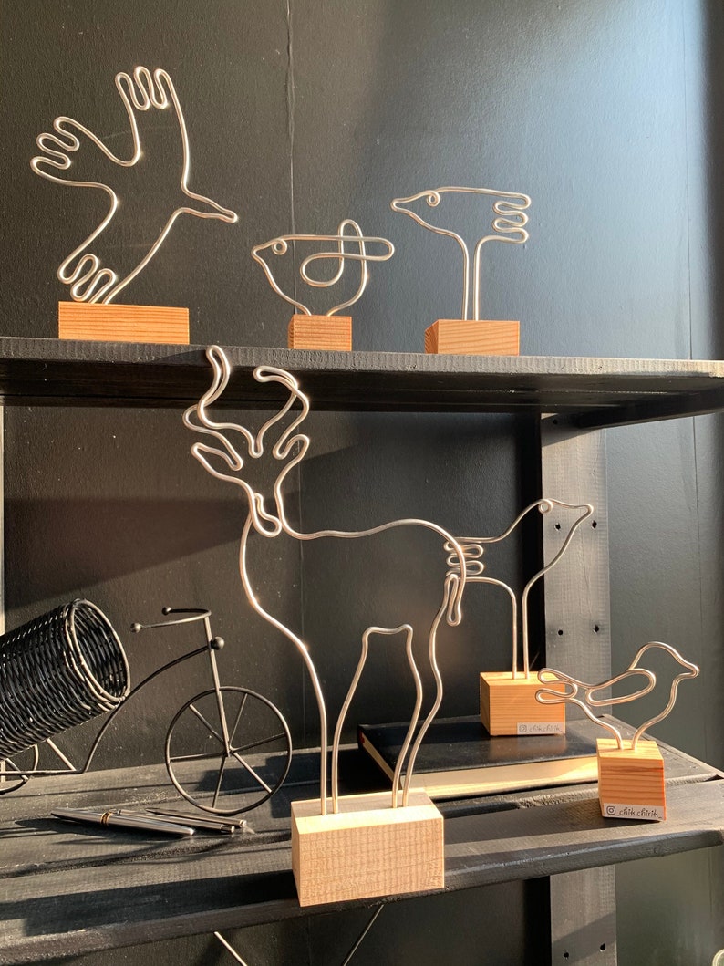 Antelope Figure Made of Aluminum Wire With Wooden Base - Etsy