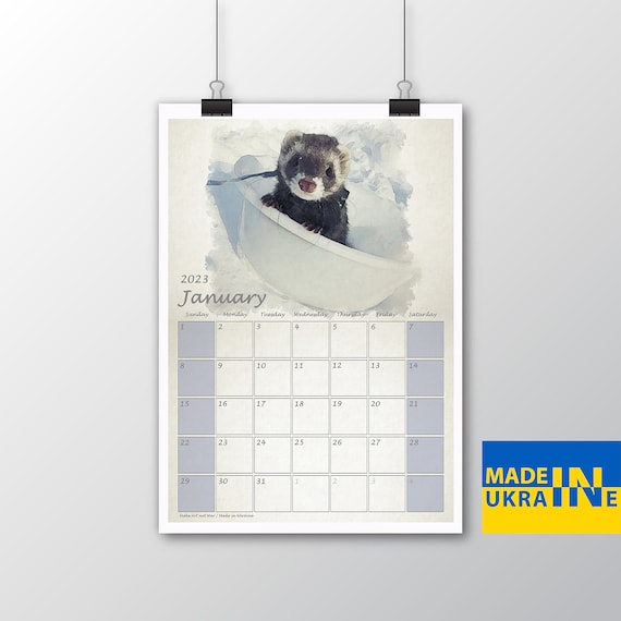 Ferret Calendar 2023 With Watercolor Paintings Digital - Etsy Australia