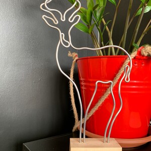 Antelope Figure Made of Aluminum Wire With Wooden Base, Handmade Decor ...