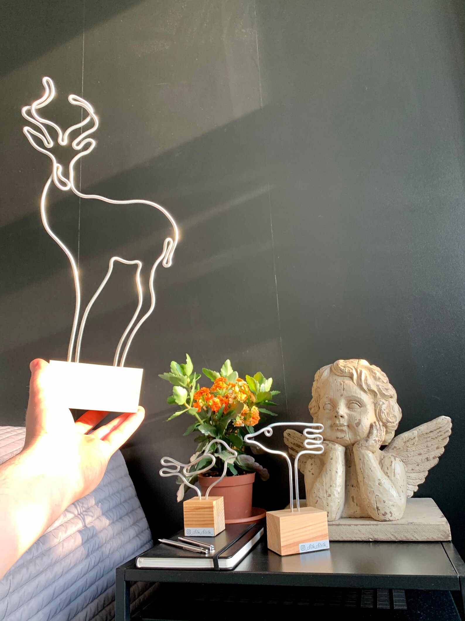 Antelope Figure Made of Aluminum Wire With Wooden Base - Etsy