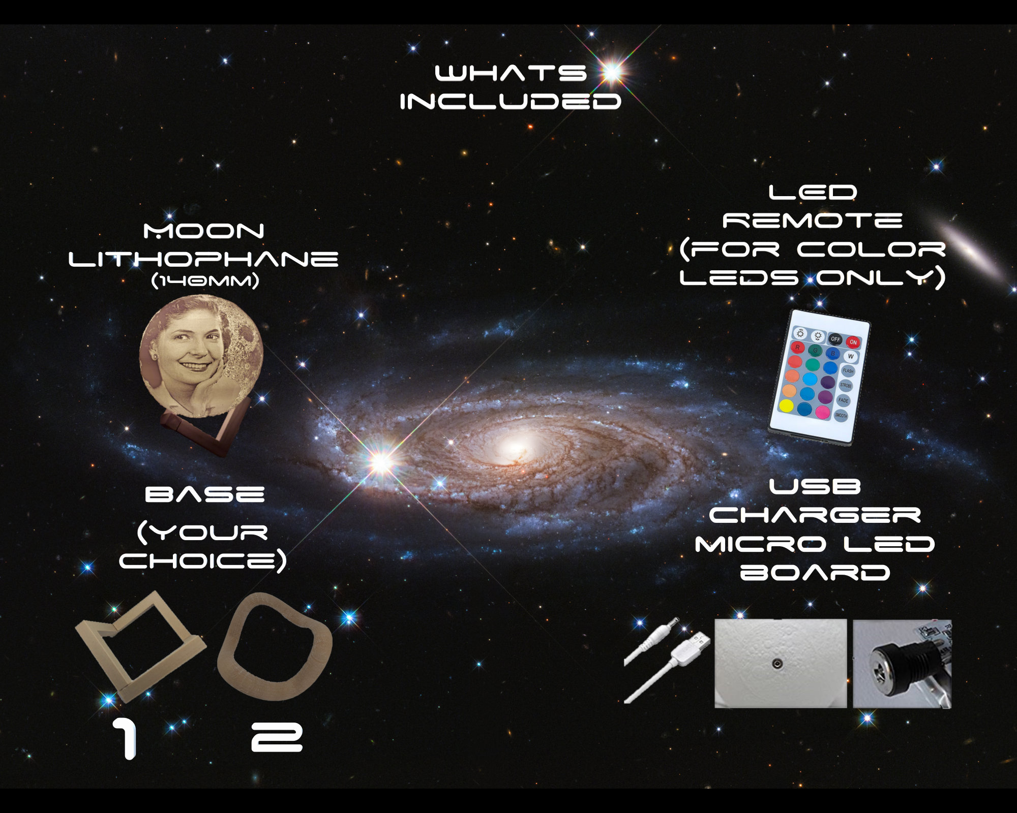 Custom 3D Printed Moon Lithophane Lamp - Etsy