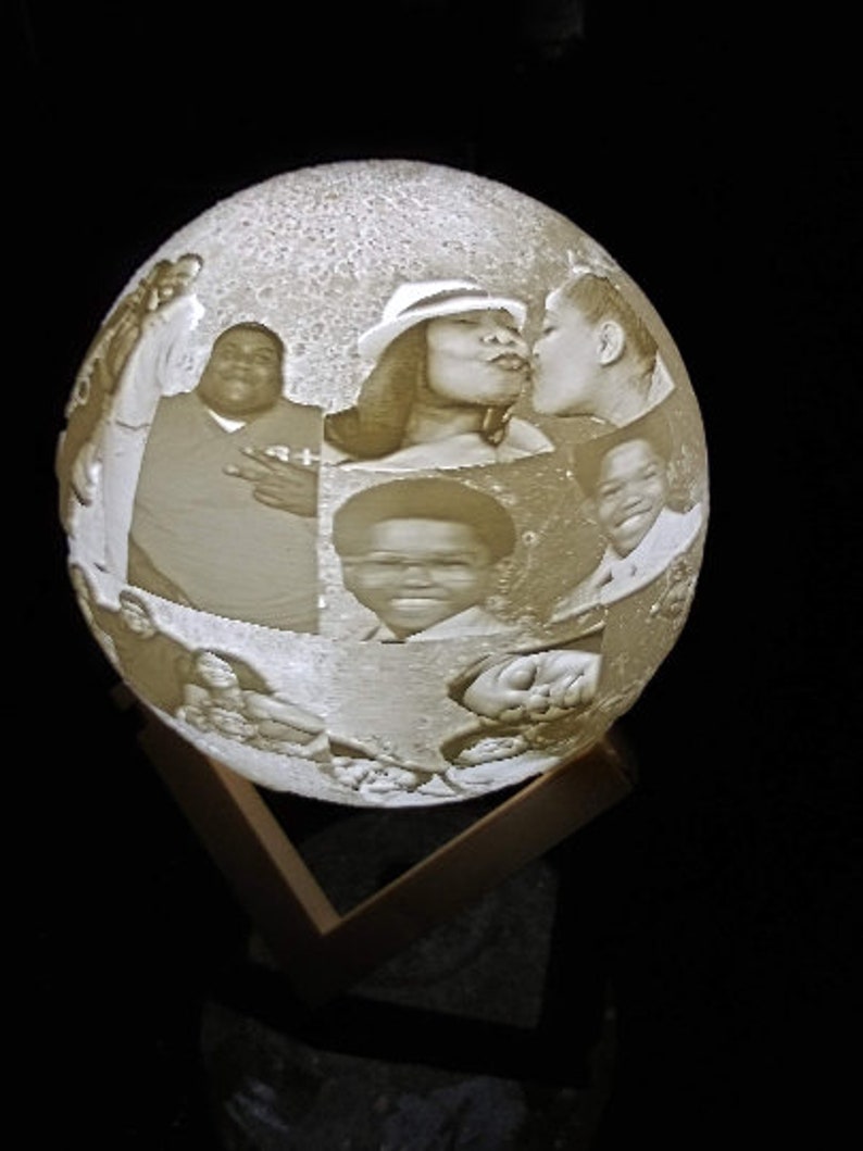 Custom 3D Printed Moon Lithophane Lamp | Etsy