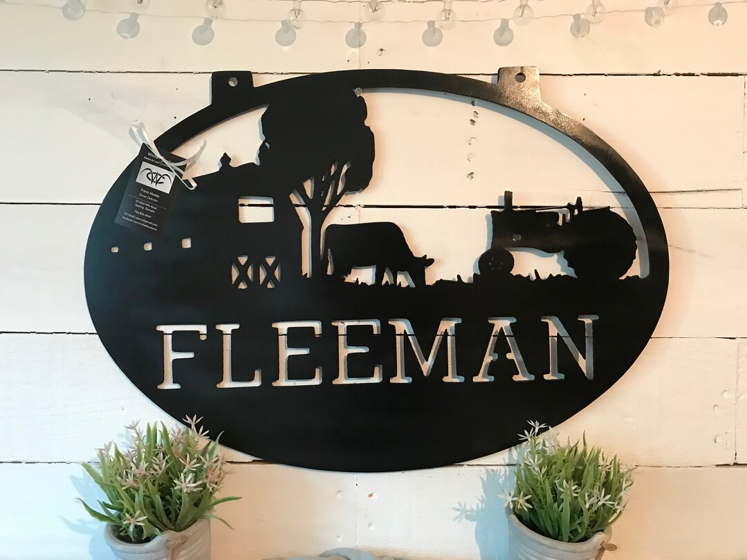 Simple Farm Sign - Cow Signs - Farm Metal Sign - Metal Signs With Barns ...