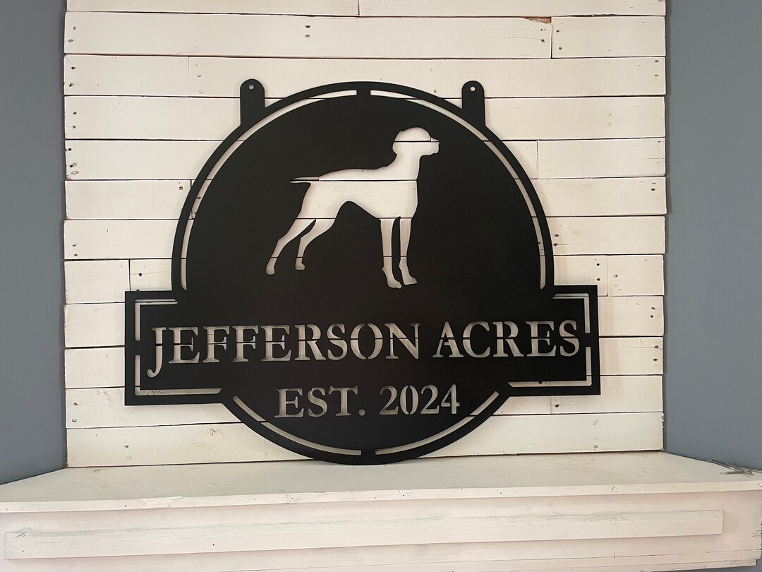 Personalized Vizsla Dog Metal Sign: Hunting Dog Monogram, Custom Breed ...