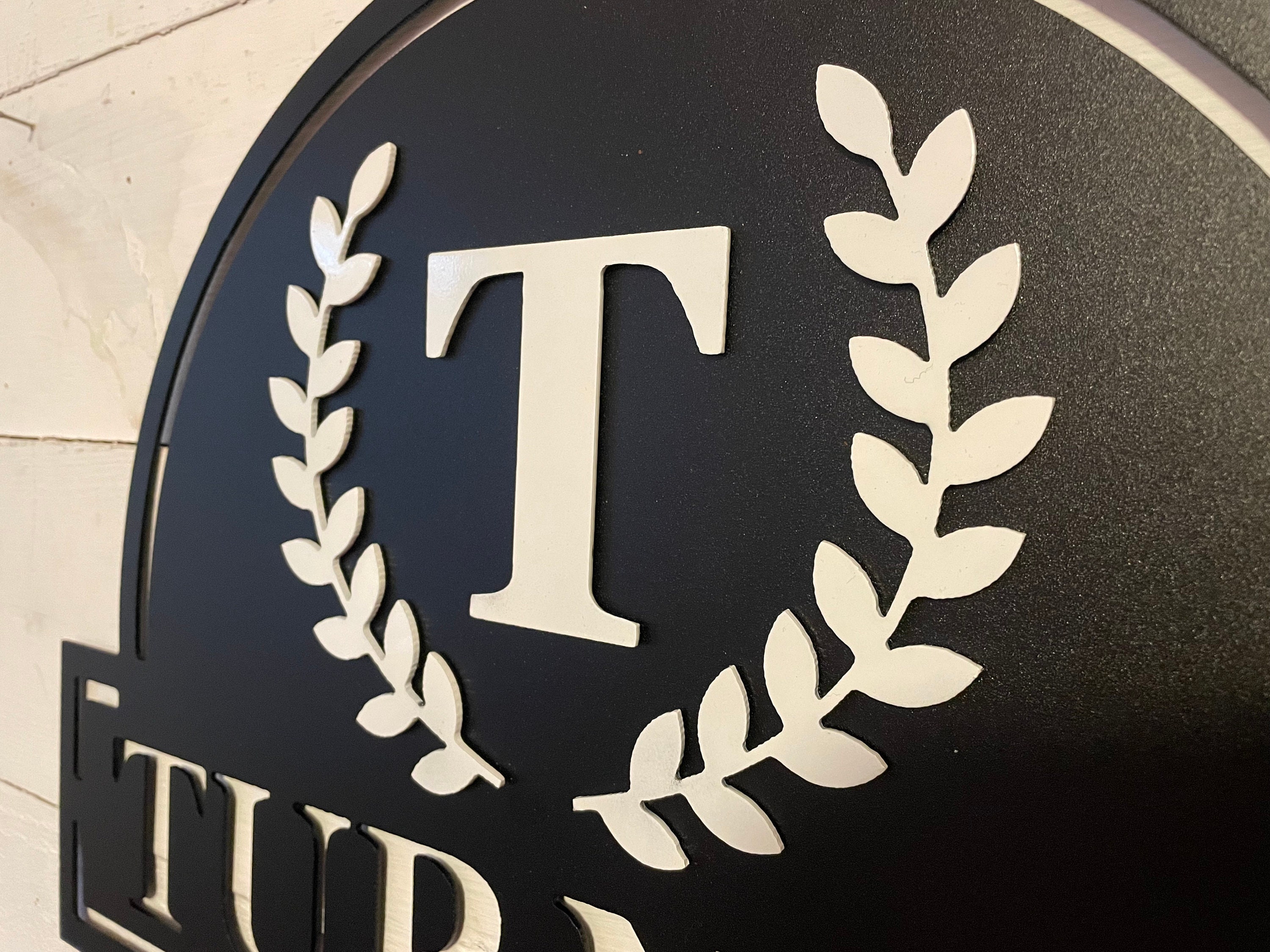 Two Color Vine Monogram Custom Name Sign Vine Decor - Etsy