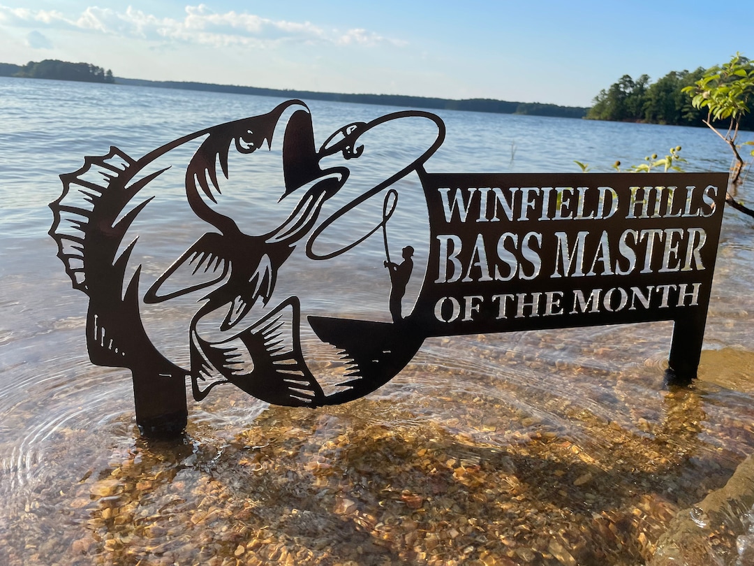 Custom Bass Fishing Address Sign, Metal Tournament Trophy, House ...
