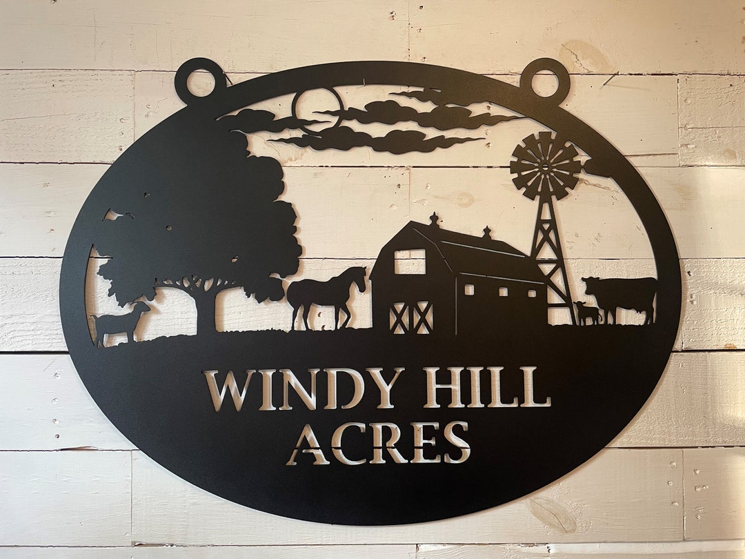 Personalized Oval Farm Metal Sign, Custom Name and Animals - Etsy