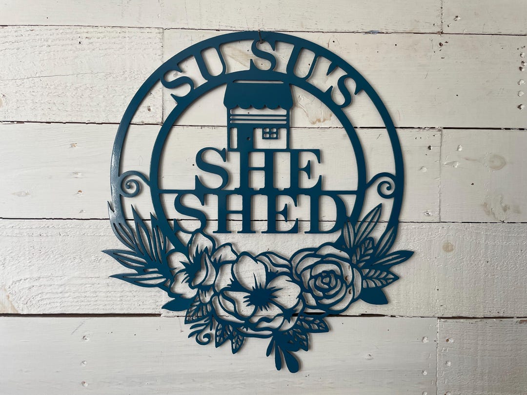 Custom She Shed Metal Sign: Personalized Floral Decor - Etsy