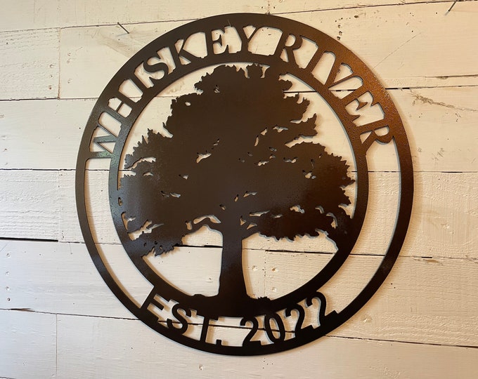 Oak Tree Metal Sign- Personalized Tree Sign- Family Tree Metal Art- Oak ...