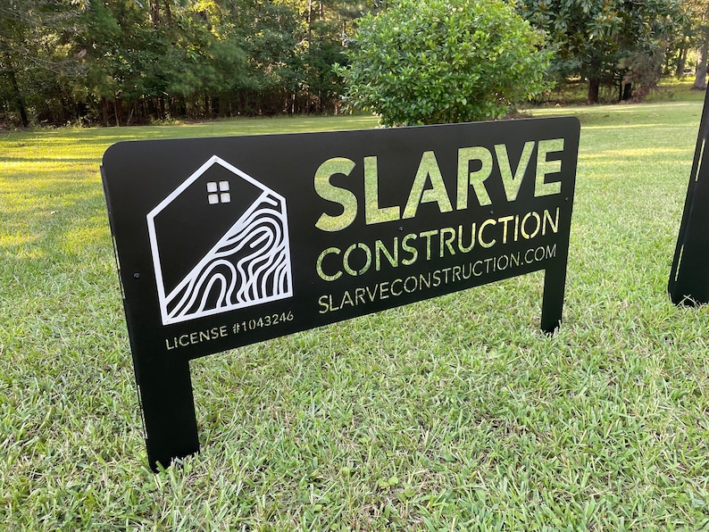 Custom Rectangle Logo Yard Sign – Powder Coated Sturdy Metal Business ...