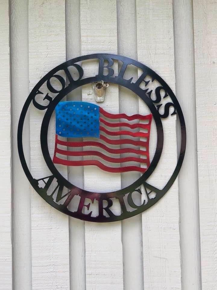 God Bless America Metal Sign - Etsy